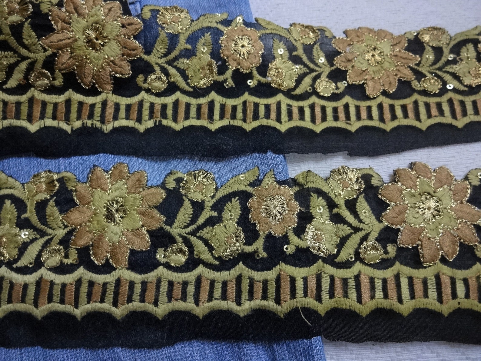 Black Embroidered Cutwork Trim Crafting Fabric Lace Antique - Etsy