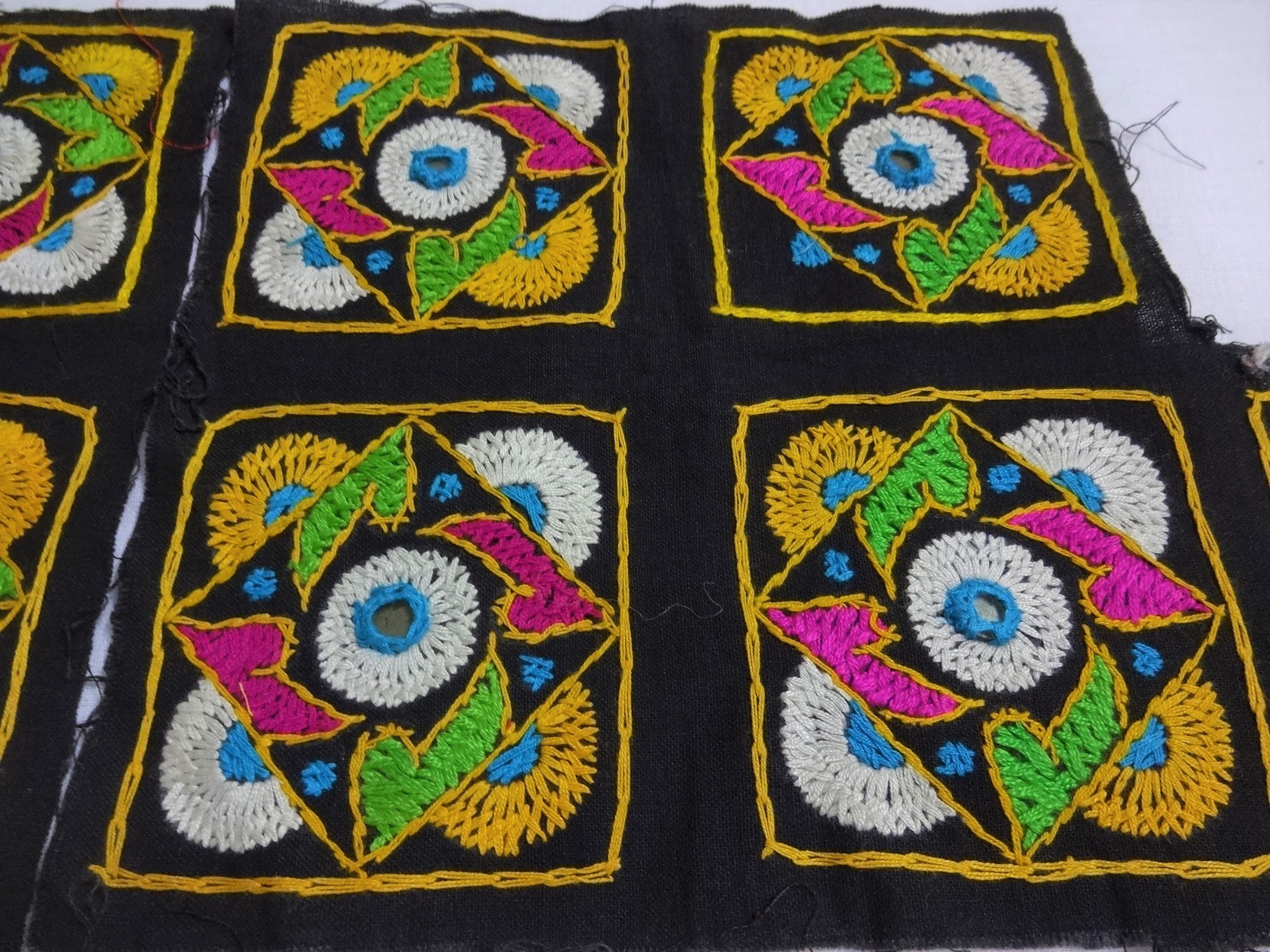 Kutch Embroidered Square Ethnic Sew On Patches Fabric | Etsy