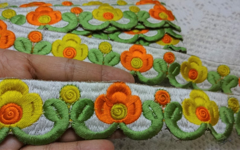 Indian Lace, Embroidered Trim, Decorative Ribbon, Floral Fabric Cutwork ...