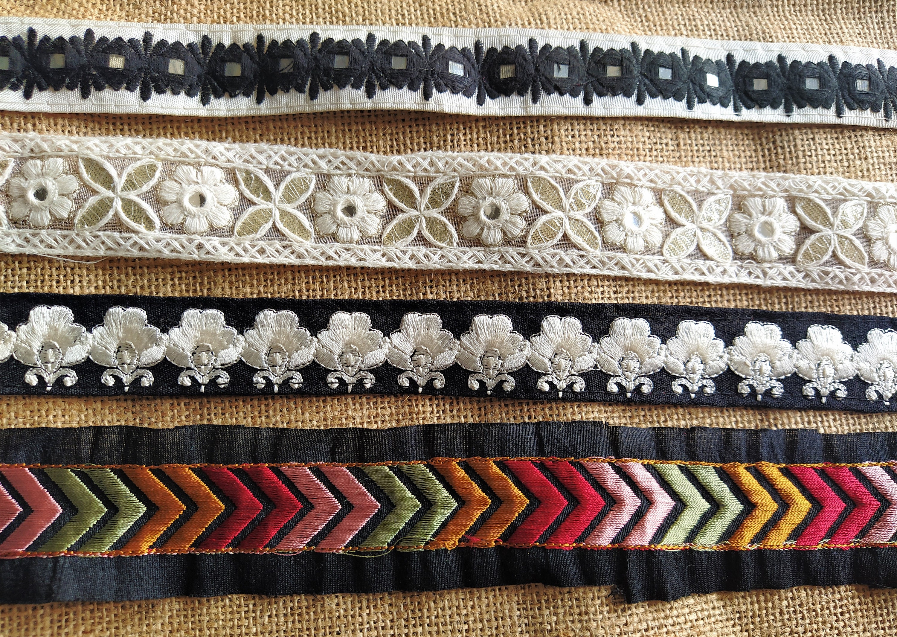 Indian Assorted Embroidered Trims, Decorative Laces, Sari Borders ...
