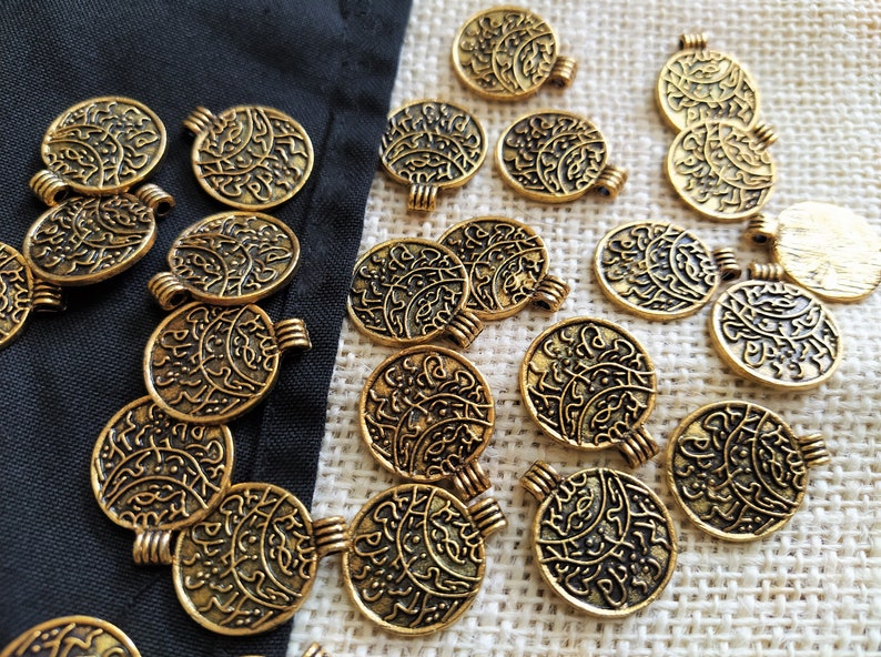 18 MM Metal Coin Charms, Jewelry Supplies, Indian Coins, Antique Gold ...