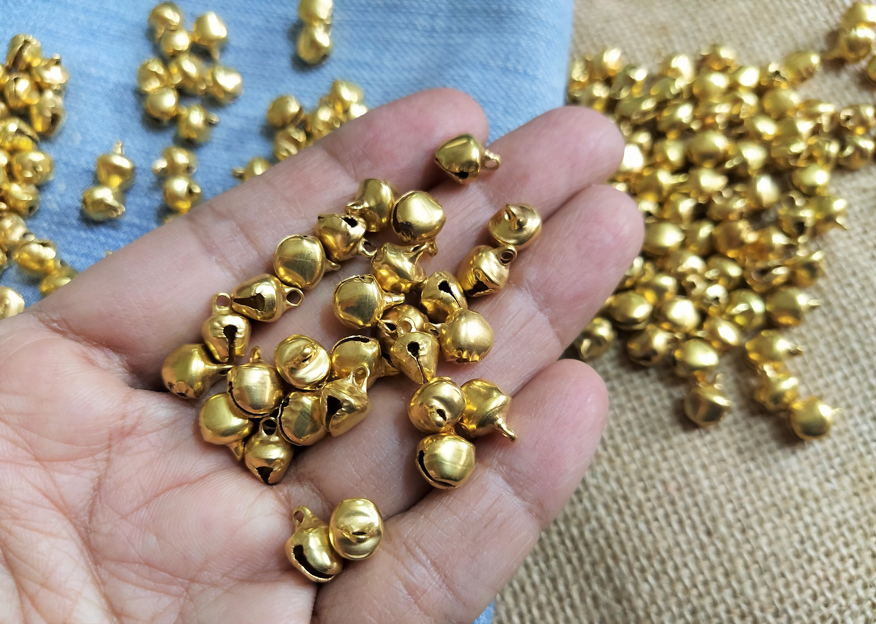 Indian Bells 7 Mm Tiny Golden Metal Bells Tribal Bells | Etsy