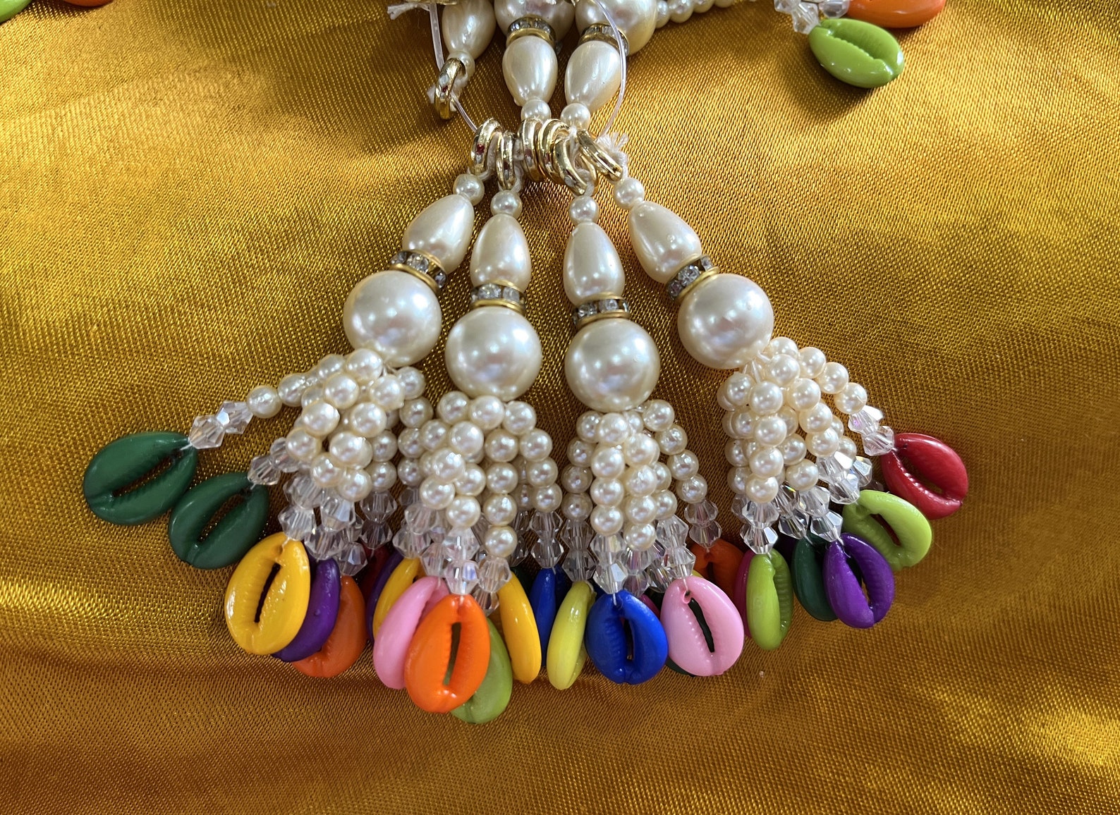Acrylic Cowry Shell Motifs, Cowry Shell Indian Sari Latkens, Beaded ...