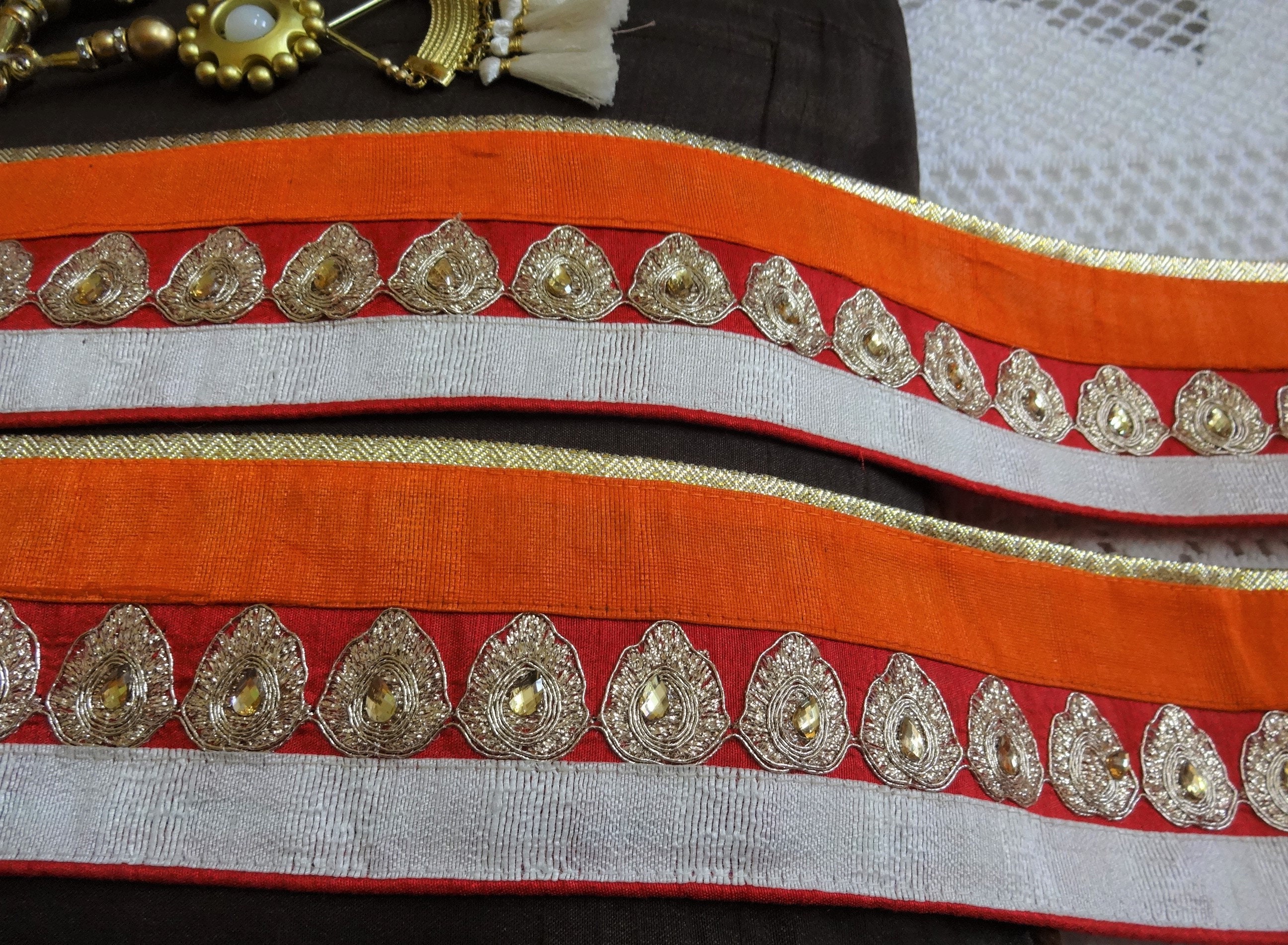 Indian Lace Embroidered Trim Decorative Craft Ribbon Floral | Etsy