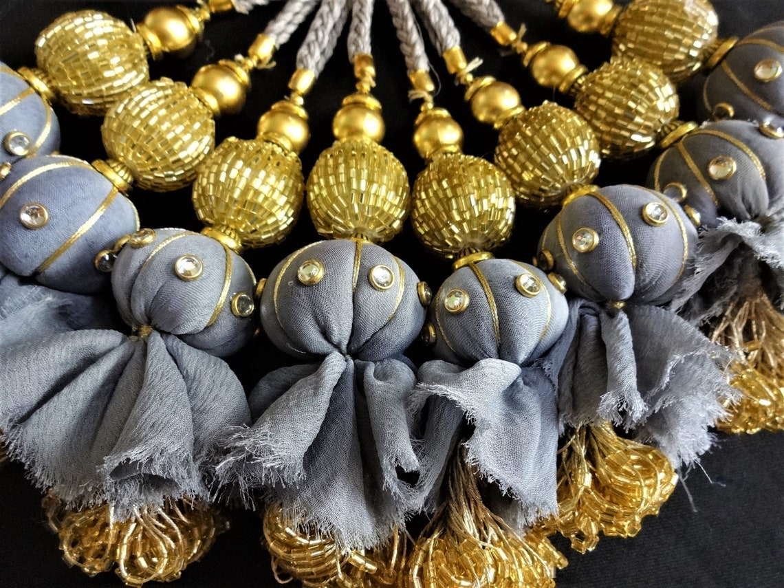 Indian Tassels, Beaded Ball Tassels, Decorative Kundan Zari Tassels ...