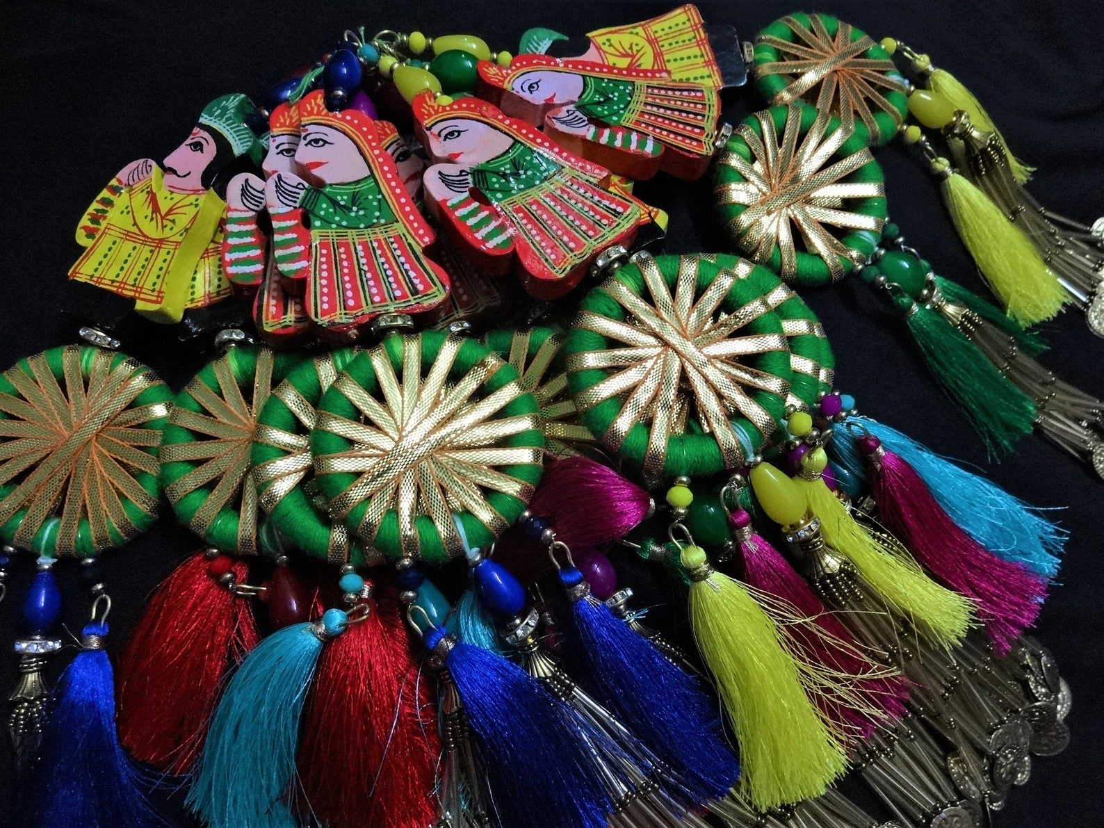 Hand Carved Wooden Raja Rani Tassels Indian King N Queen - Etsy