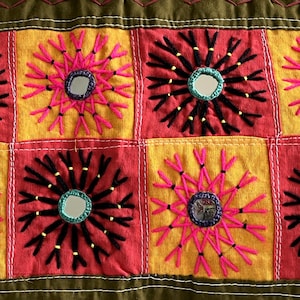 Indian Applique, Embroidered Multi Colored Rectangular Ethnic Sew on ...