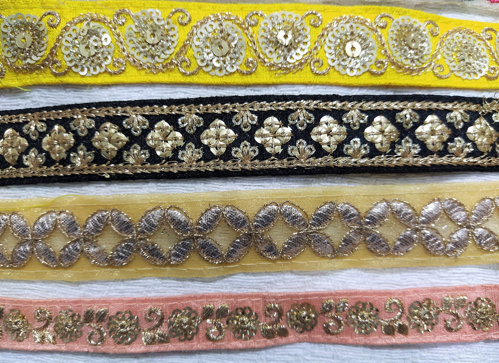 Indian Assorted Embroidered Trims Decorative Laces Sari - Etsy