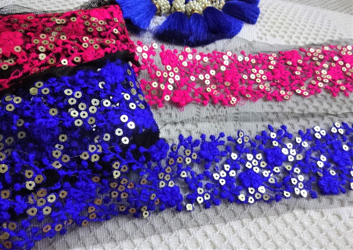 Indian Lace Delicate Sequins Trim Crafting Ribbon Sari | Etsy