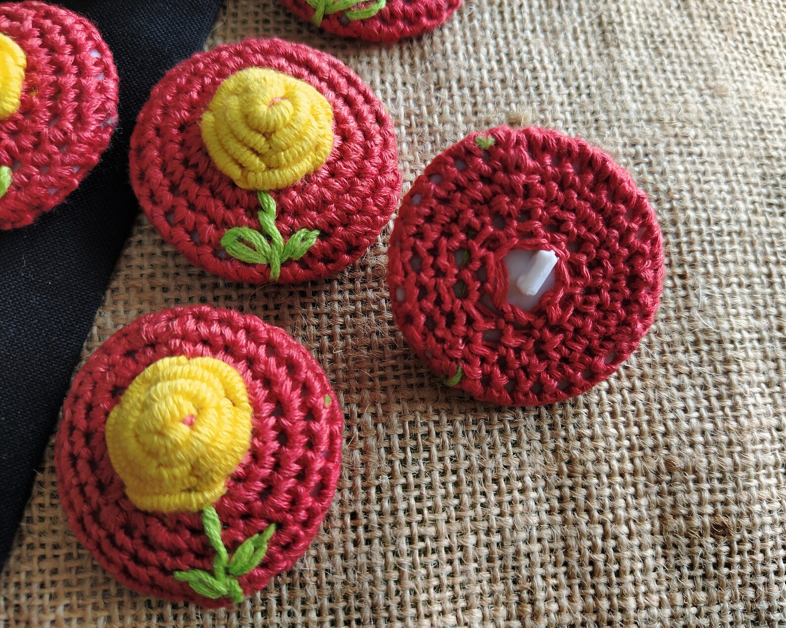 Buttons, Crochet Buttons, Indian Decorative Buttons, Handmade Sew on ...