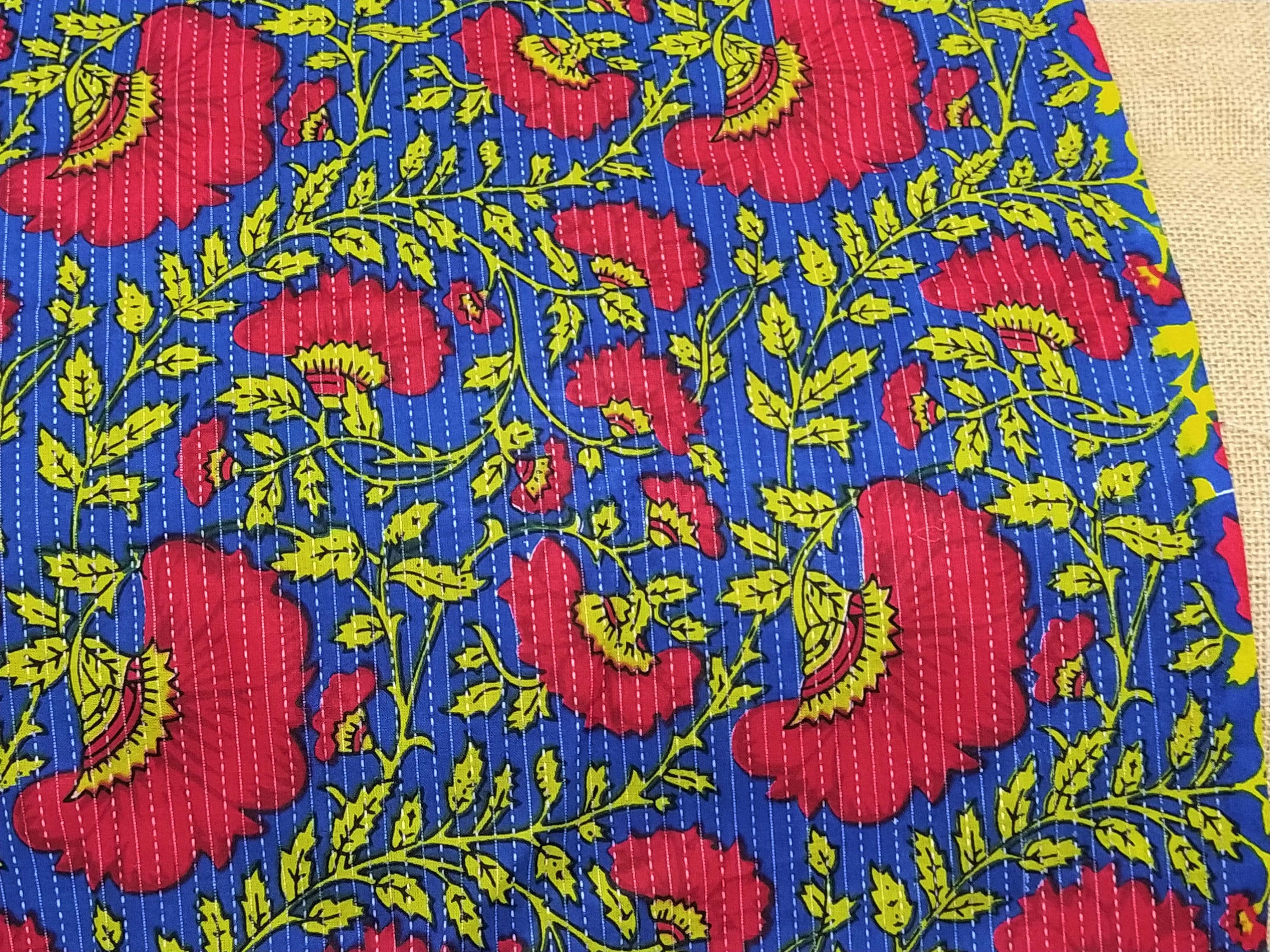 Indian Fabric Blue Printed Cotton Fabric Indian Textiles | Etsy