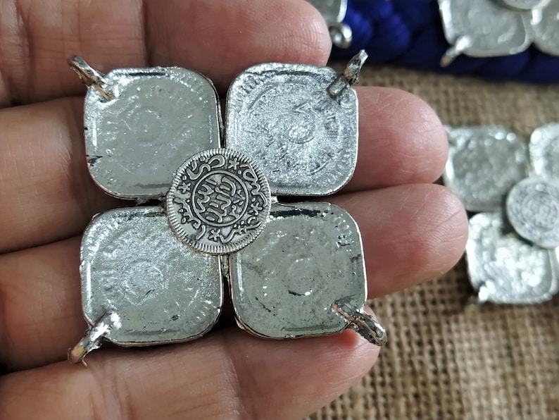 Square Metal Coin Charms, Jewelry Supplies, Indian 5 Paise Coin ...