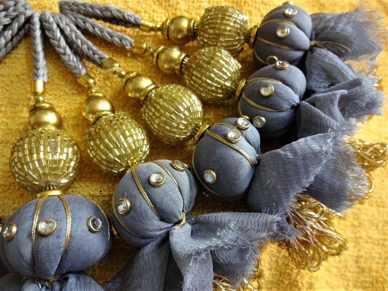 Indian Tassels Beaded Ball Tassels Decorative Kundan Zari | Etsy