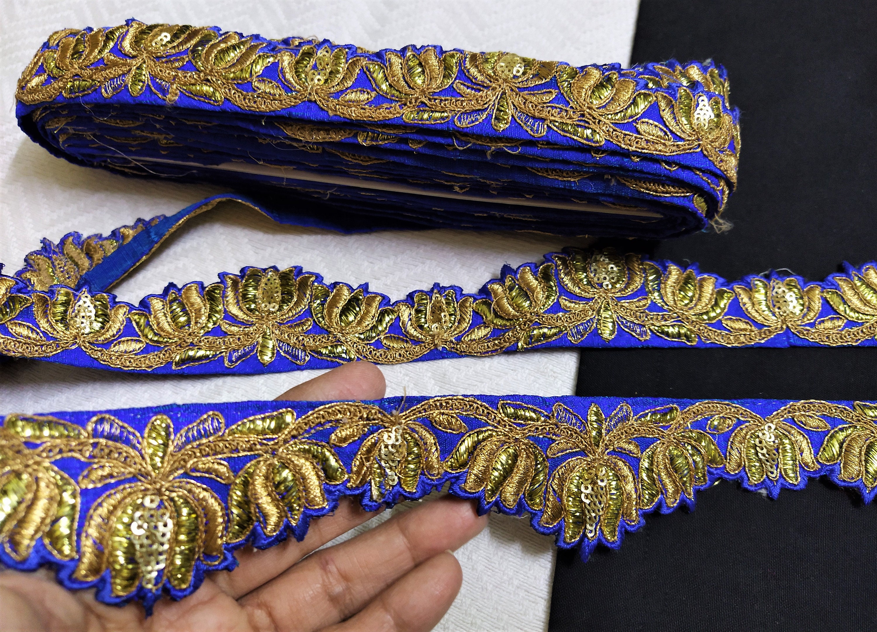 Royal Blue Embroidered cutwork trim Crafting fabric lace | Etsy