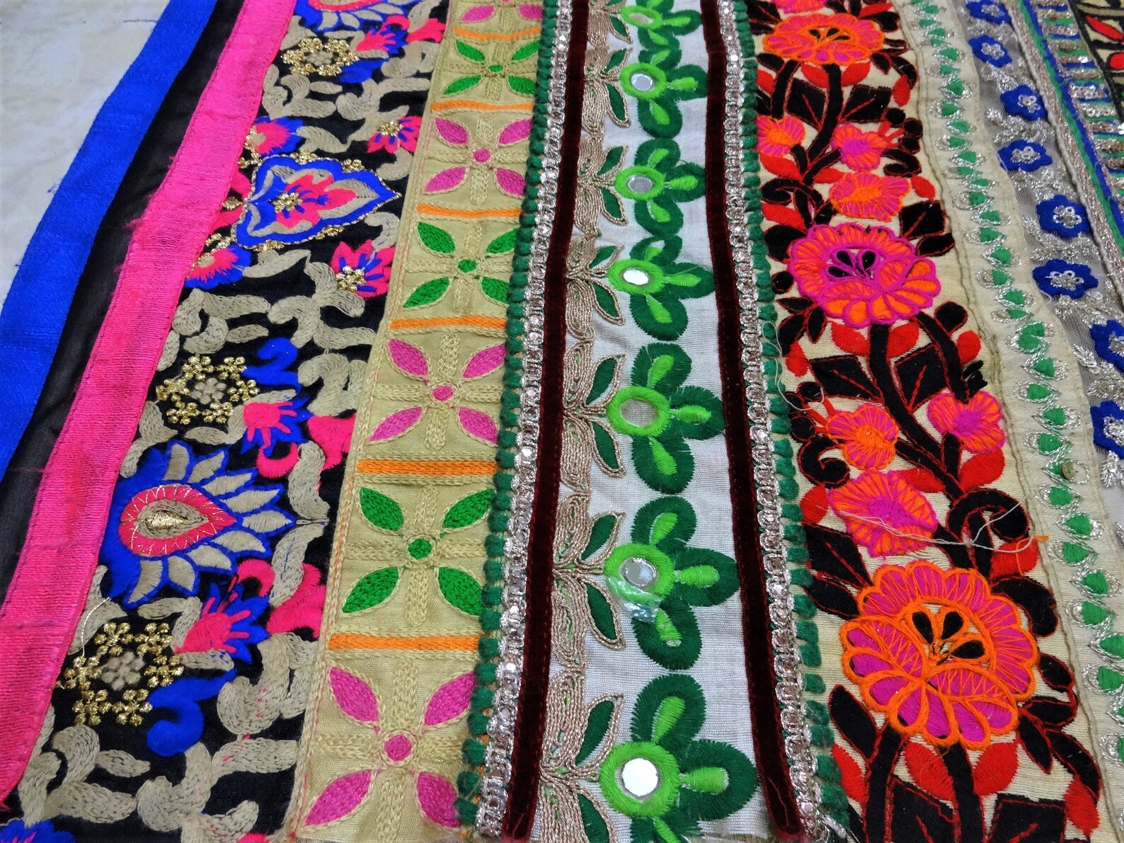 Indian Embroidered Fabric, Lace Work Fabrics, Indian Textile, Boho ...