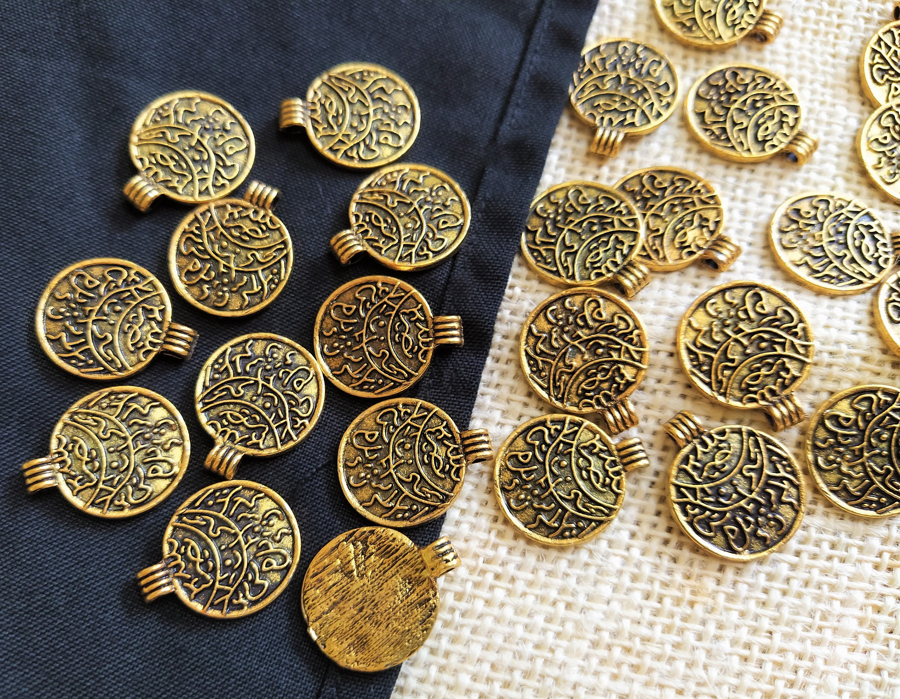 18 MM Metal Coin Charms, Jewelry Supplies, Indian Coins, Antique Gold ...