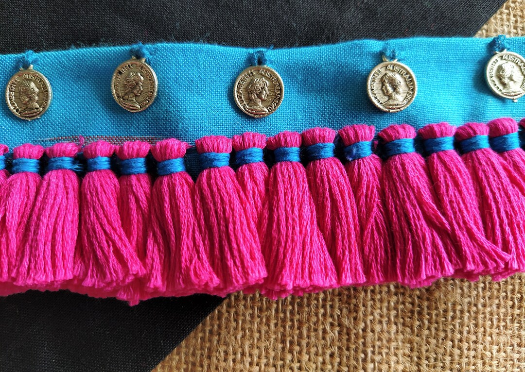 Indian Coin Jewelry, Ethnic Necklace, Indian Printed Cotton Fabric ...