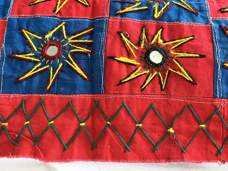 Indian Applique, Embroidered Multi Colored Rectangular Ethnic Sew on ...