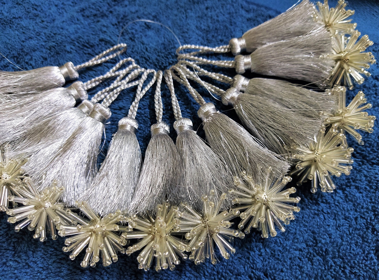 Indian Tassels, Mini Tassels, Craft Supplies, Beaded Tassels, Silver ...