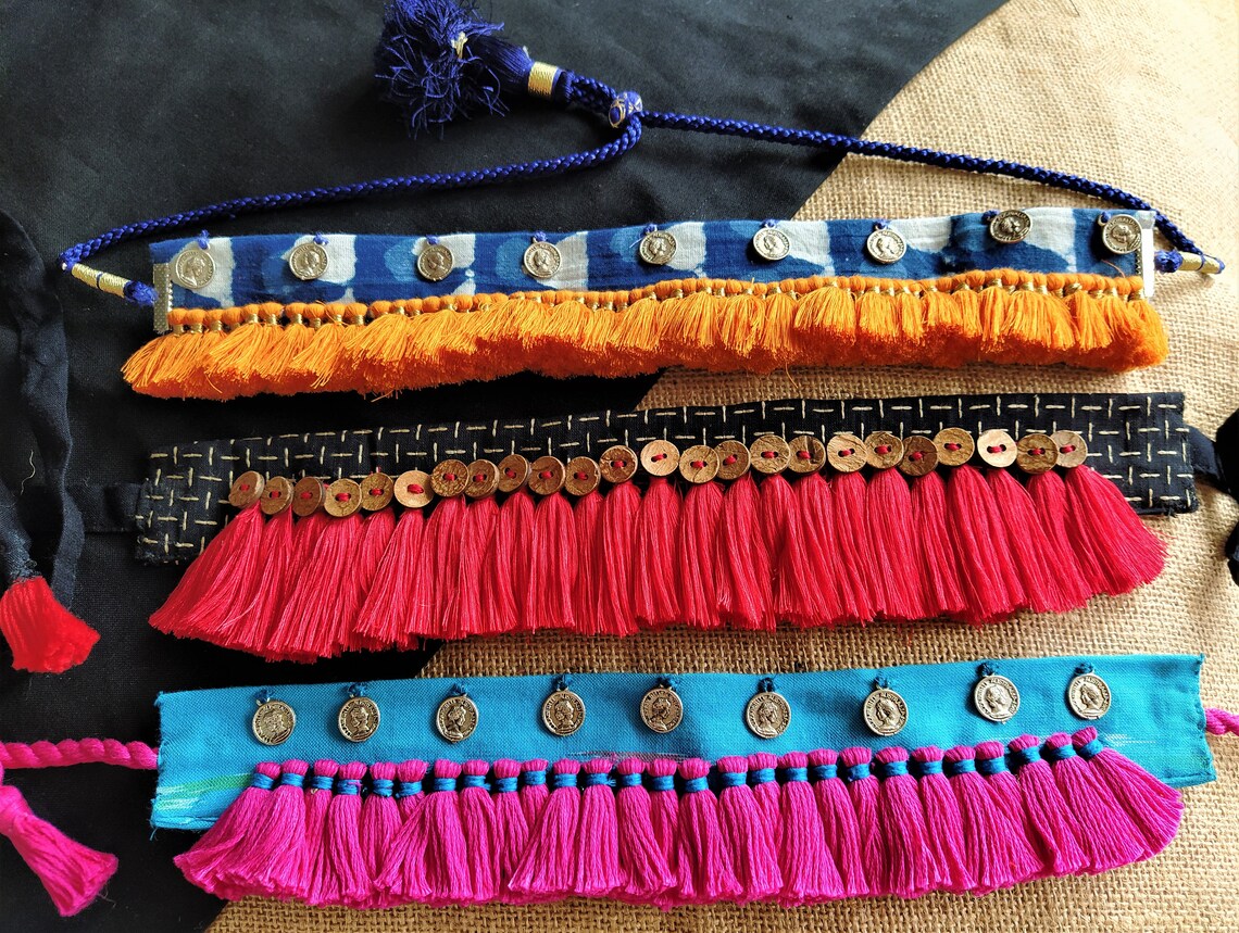 Indian Coin Jewelry, Ethnic Necklace, Indian Printed Cotton Fabric ...