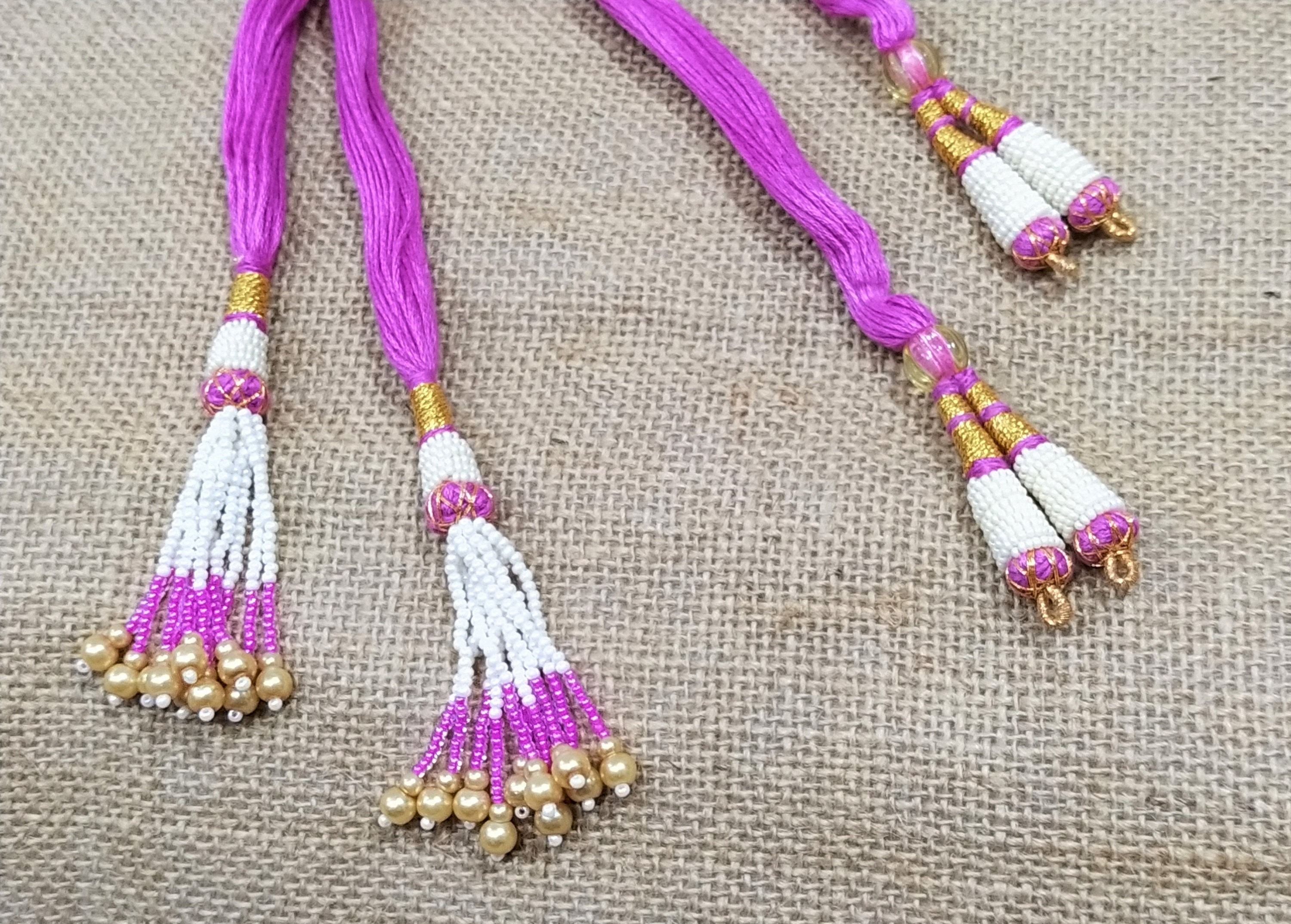 Adjustable Handmade Necklace Thread with Tassels Indian | Etsy