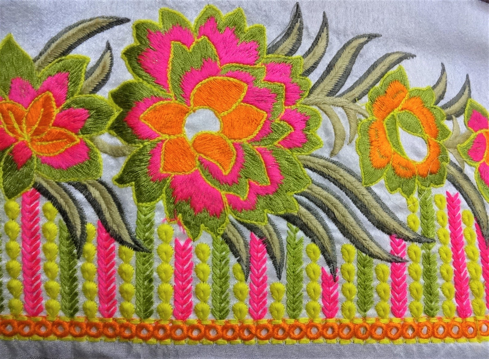Indian Lace, Embroidered Broad Trim, Sari Border, Decorative Fabric ...