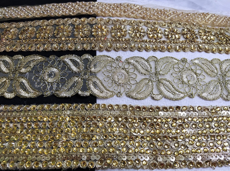 Indian Embroidered Trims,fabric Zari Laces,sari Borders,scrap Material ...