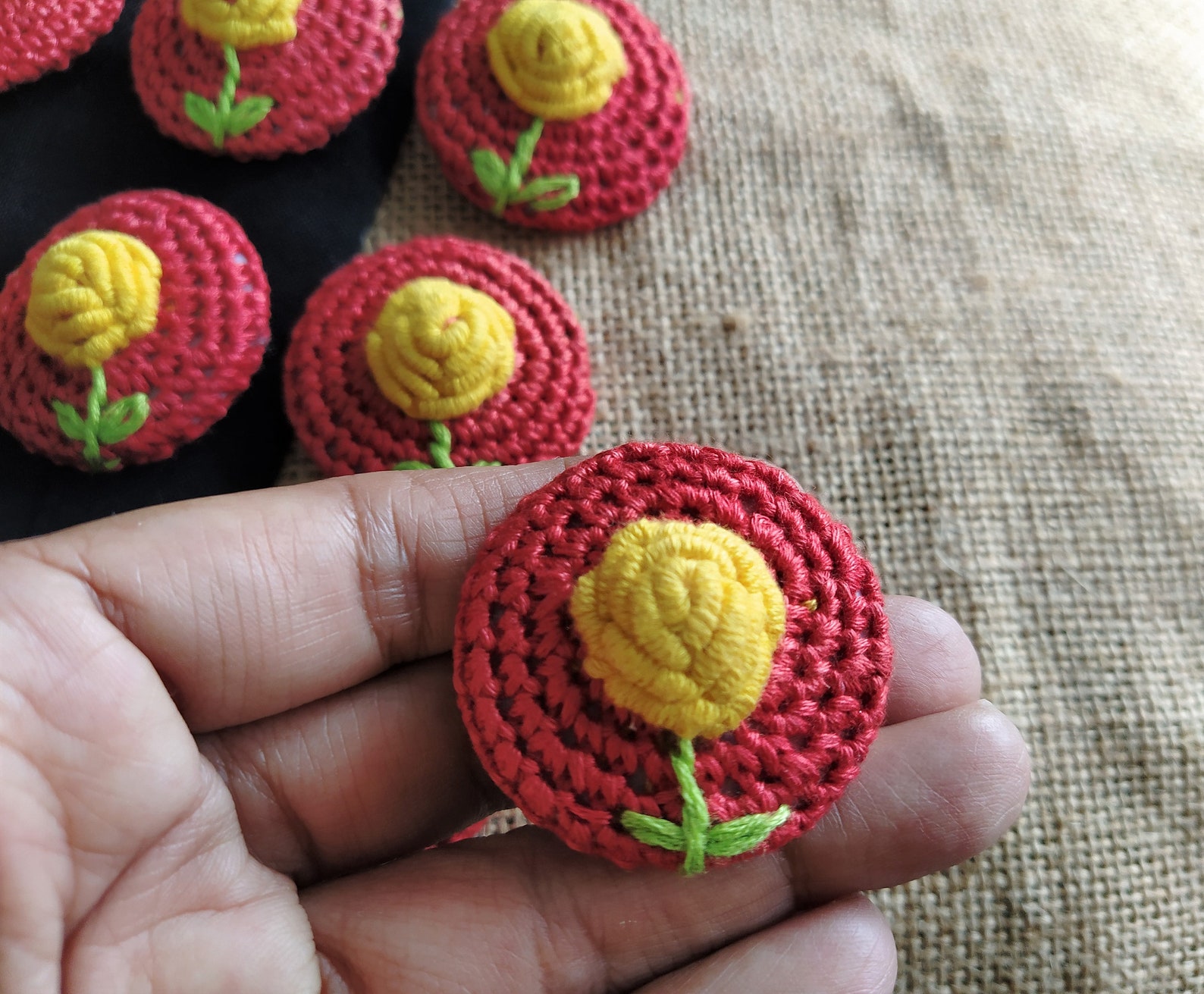 Buttons, Crochet Buttons, Indian Decorative Buttons, Handmade Sew on ...