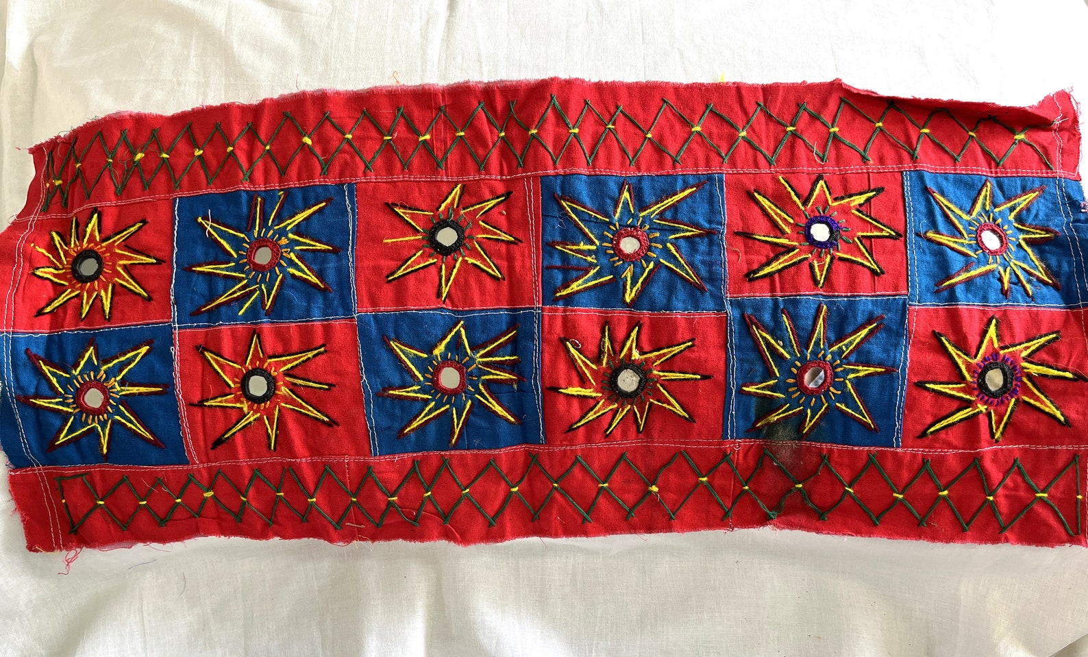 Indian Applique, Embroidered Multi Colored Rectangular Ethnic Sew on ...