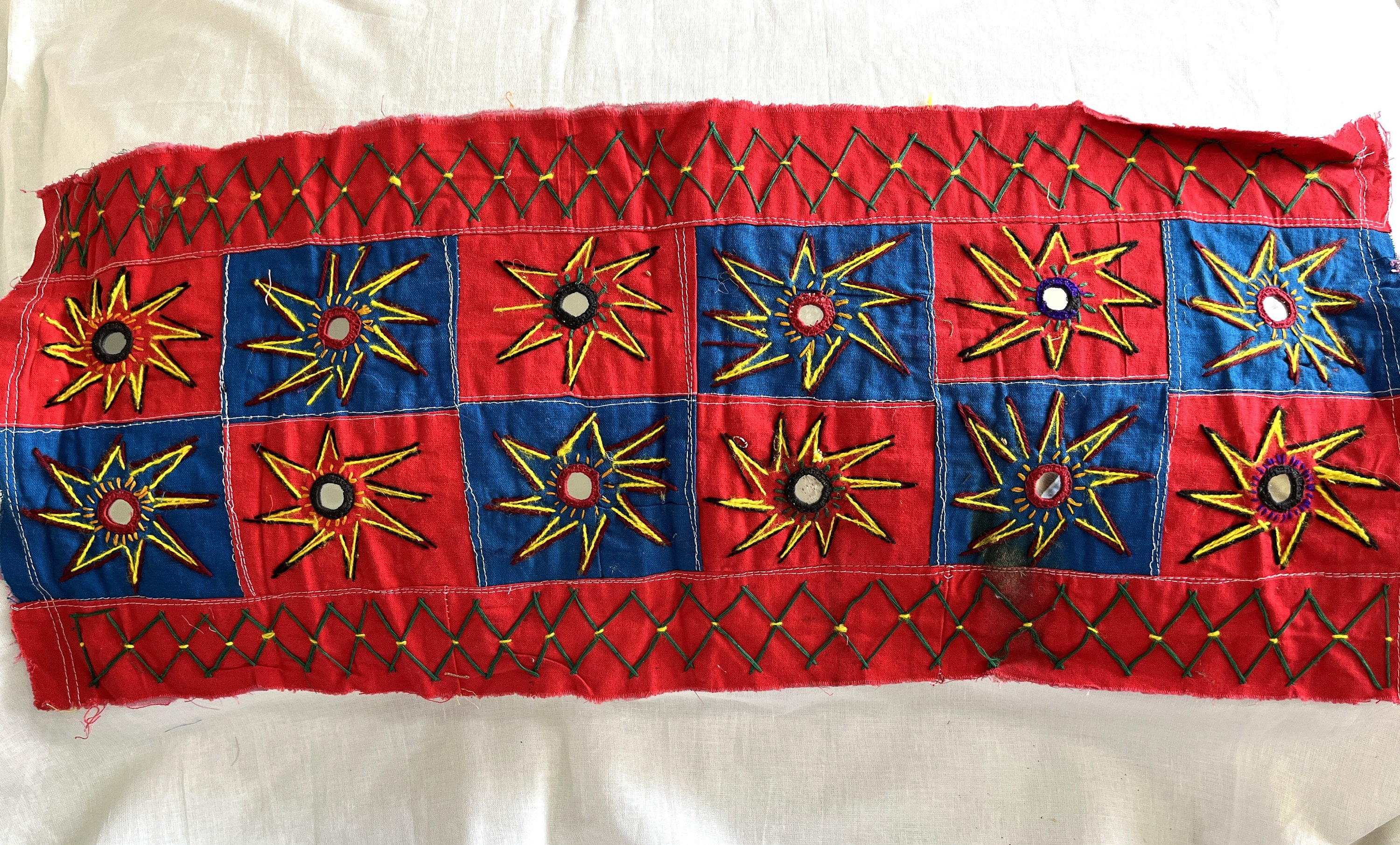 Indian Applique, Embroidered Multi Colored Rectangular Ethnic Sew on ...