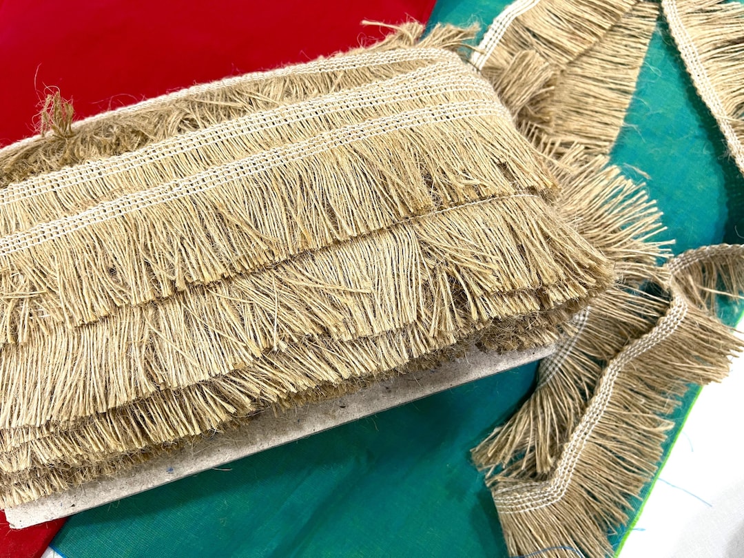 Indian Natural Handspun Jute Brush Fringe Trim, Jute Fringe Lace ...
