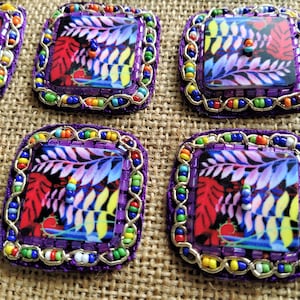 Beaded Appliques, Decorative Buttons, Handmade Stick on Buttons, Flat ...
