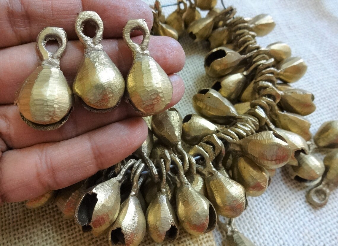 Indian Brass Bell Teardrop Brass Bell Plain Gypsy Brass - Etsy
