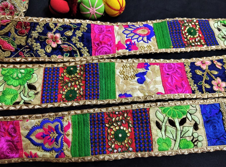 Indian Patch Embroidered Lace Handmade Trim Sari Border - Etsy