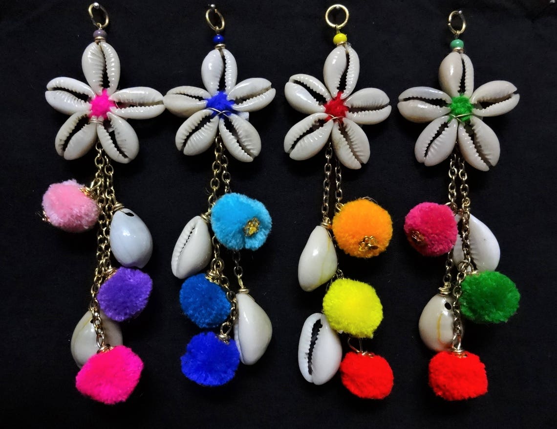 Cowry Shell Motifs, Cowry Shell Rosettes, Cowrie Tassels, Flower ...