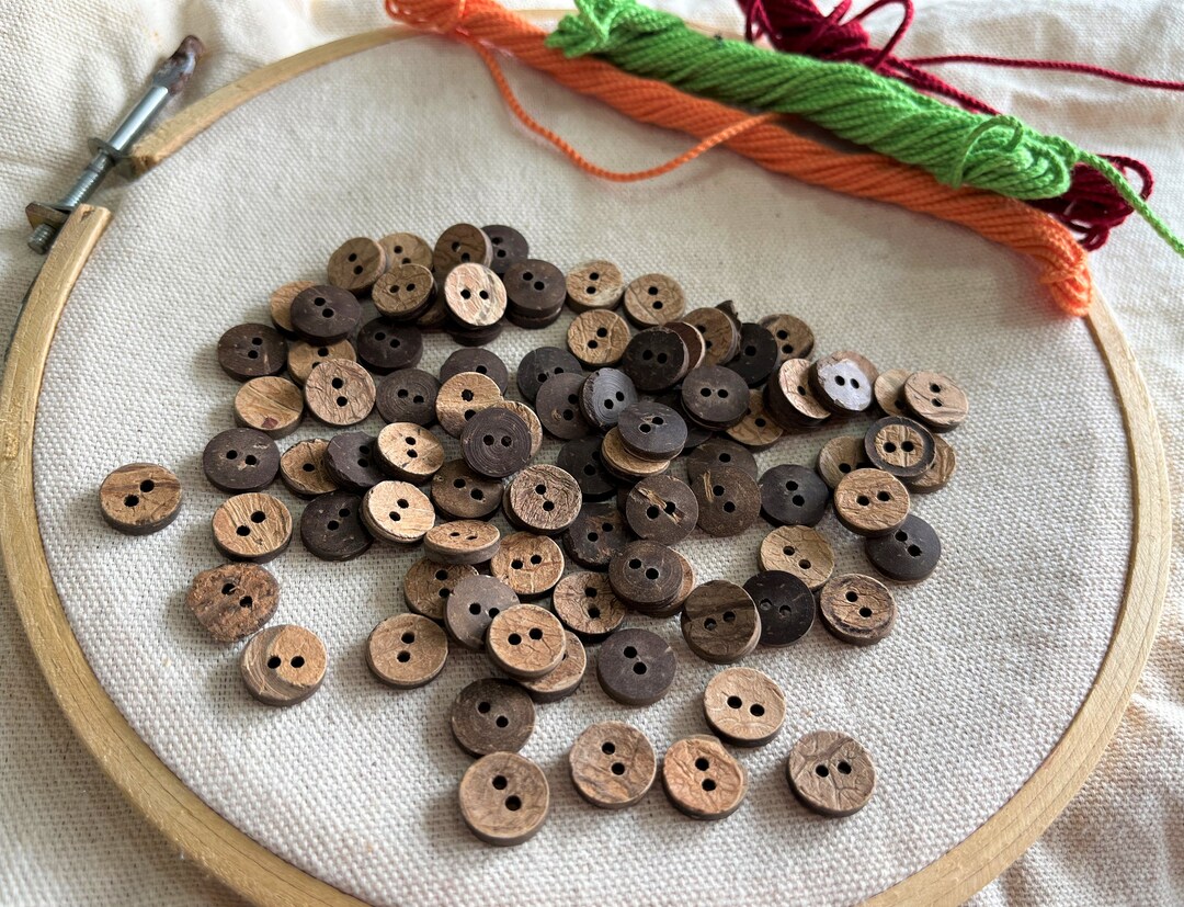 12 Mm Recycled Coconut Wood, Coconut Shell Buttons, Wooden Buttons for ...