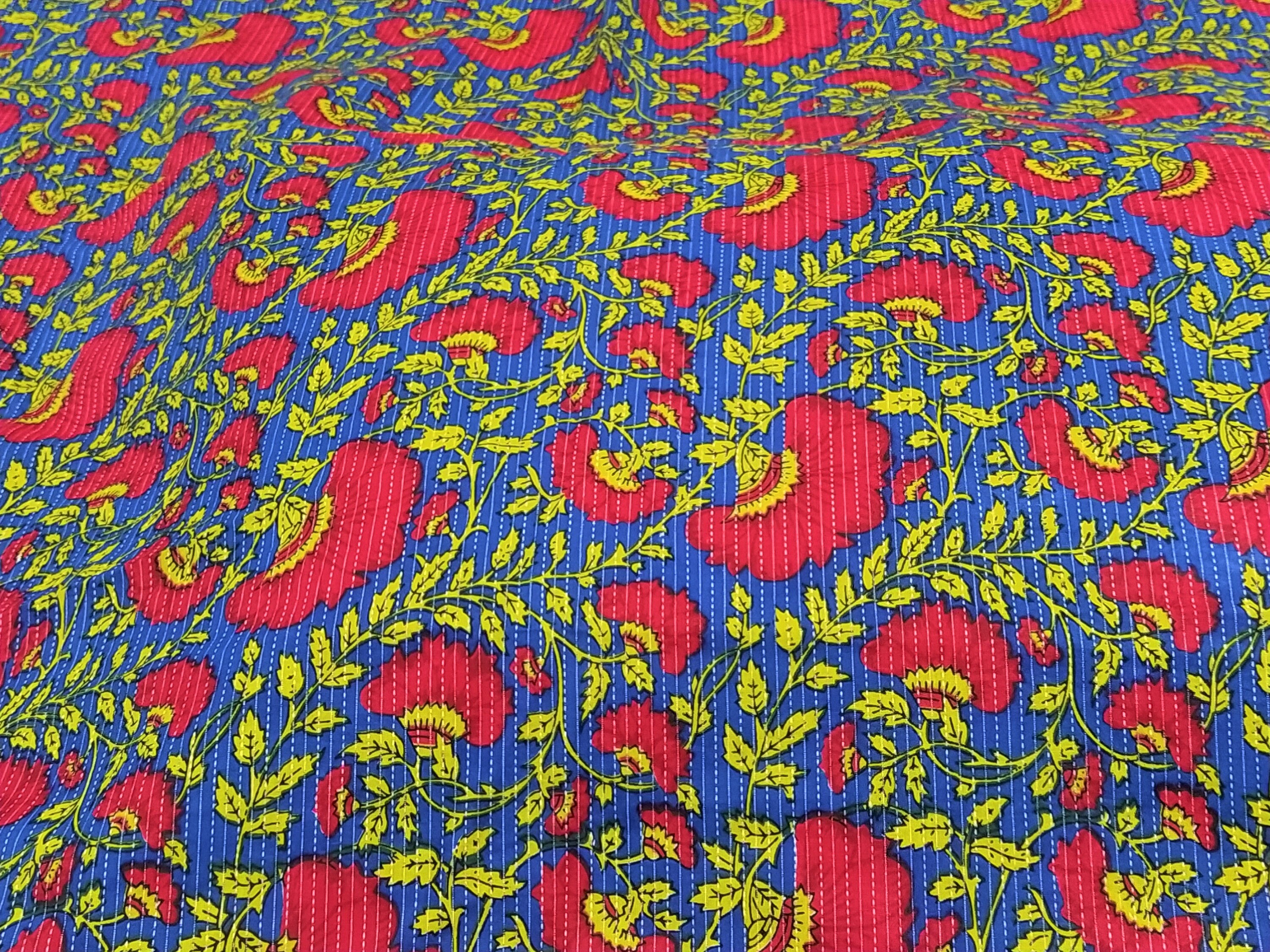 Indian Fabric Blue Printed Cotton Fabric Indian Textiles | Etsy