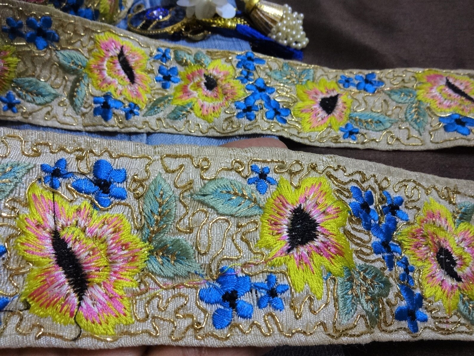 Embroidered Lace Craft Trim Decorative Ribbon Floral Zari Trim - Etsy