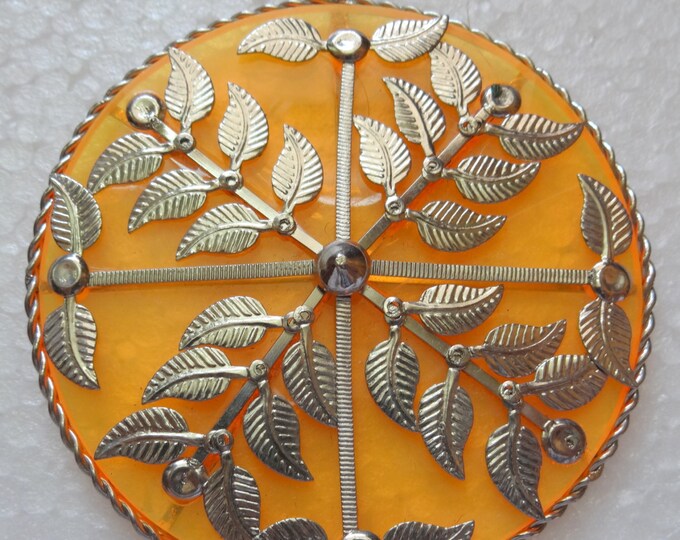 Indian Metalwork & Acrylic Pendant Circular Amber Set of Two - Etsy