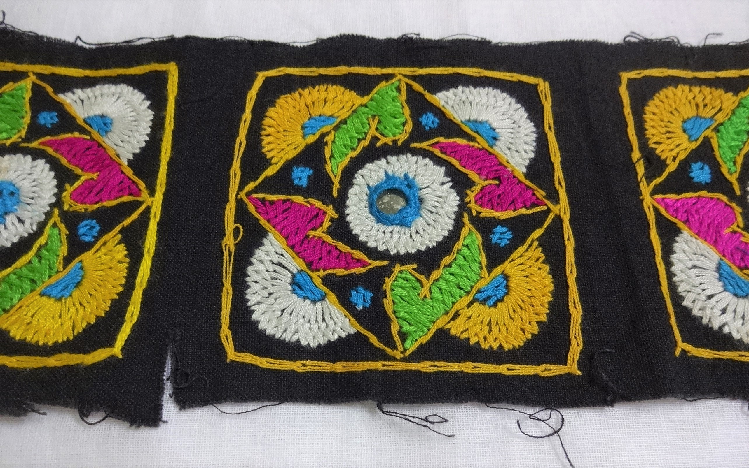 Kutch Embroidered Square Ethnic Sew On Patches Fabric | Etsy