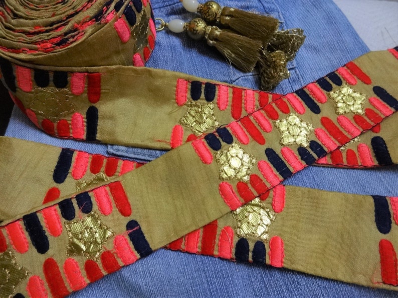 Indian gota LaceEmbroidered Lipstick Craft TrimDecorative | Etsy