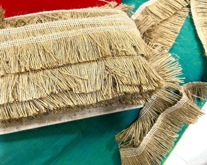 Indian Natural Handspun Jute Brush Fringe Trim, Jute Fringe Lace ...