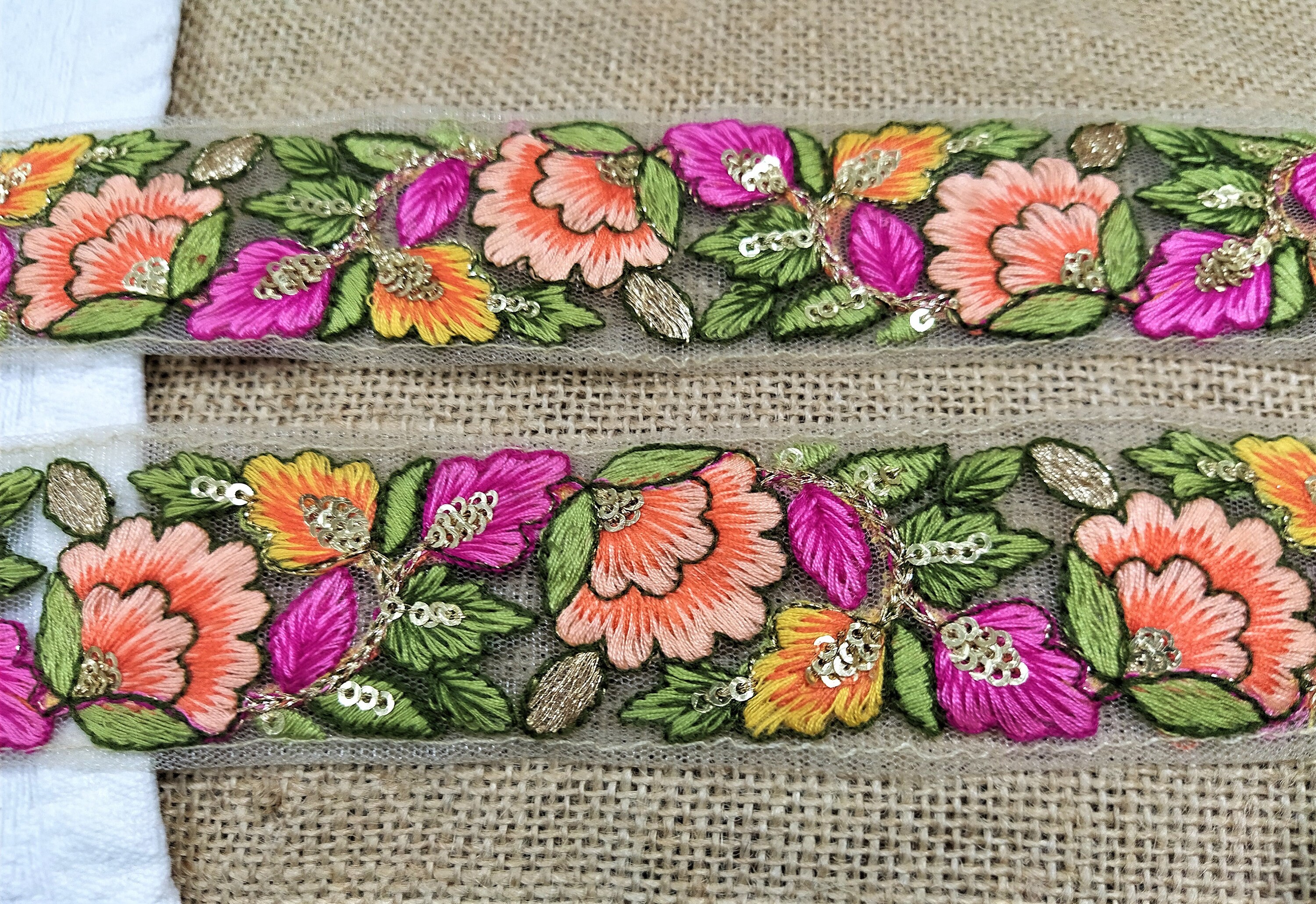 Indian Trim Embroidered Ribbon Wholesale Trim Sari Border | Etsy