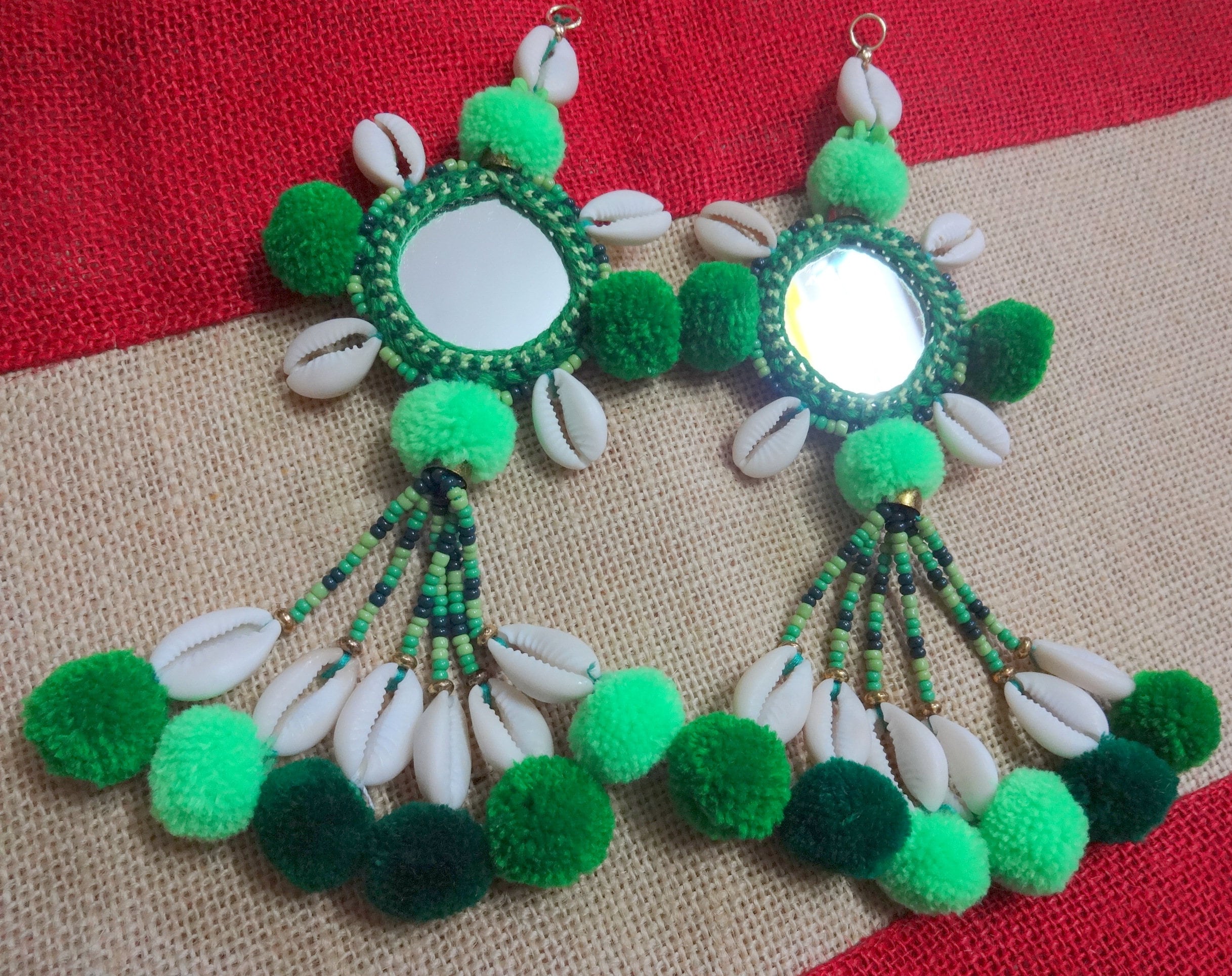 Indian Cowrie Shell Tassels Mirror Charms Purse & Handbag | Etsy