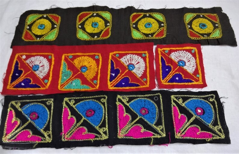 Kutch Embroidered Square Ethnic Sew on Patches Fabric - Etsy