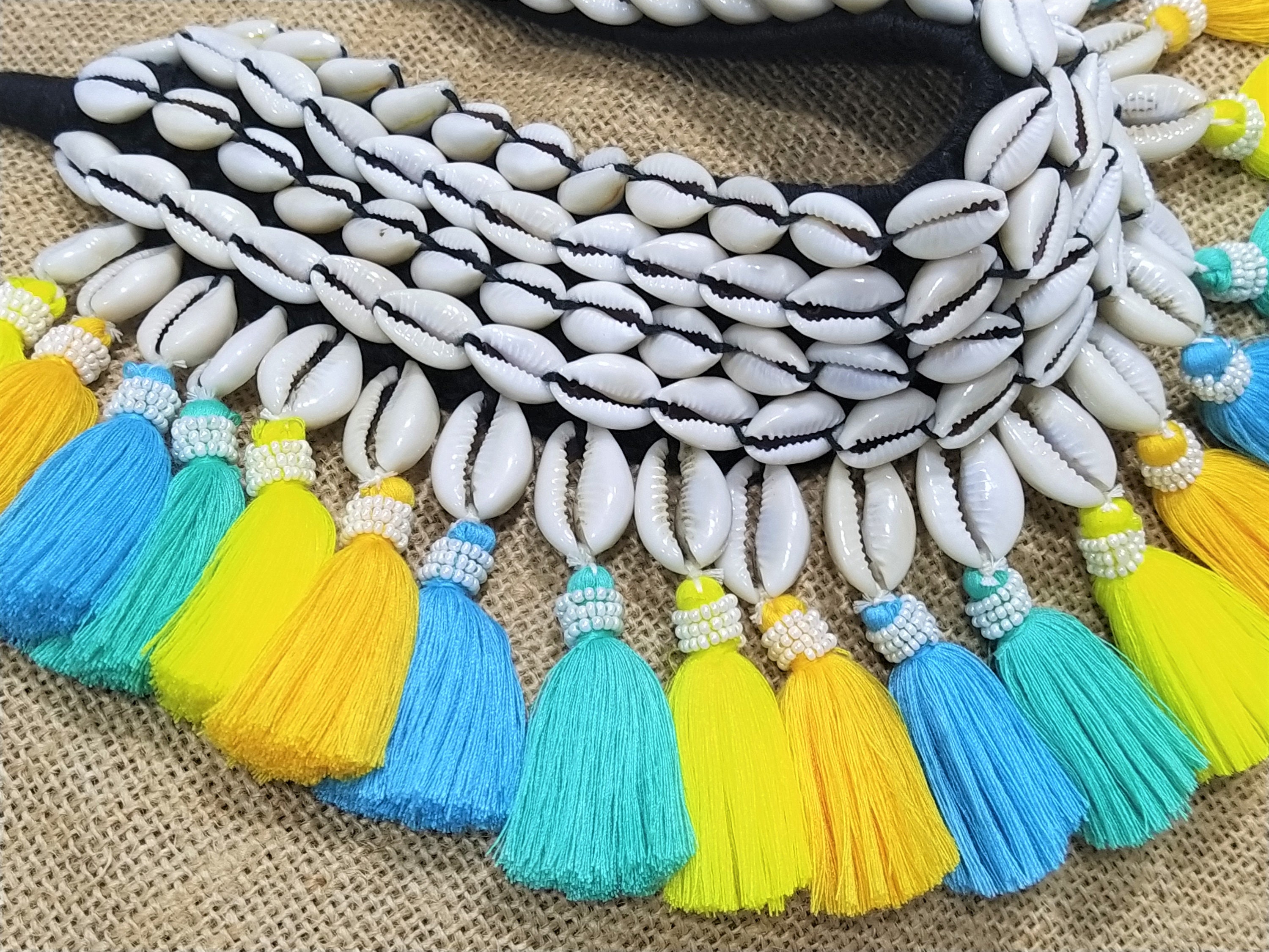 Beachwear Jewelry Cowrie shell Necklace Indian Beaded | Etsy