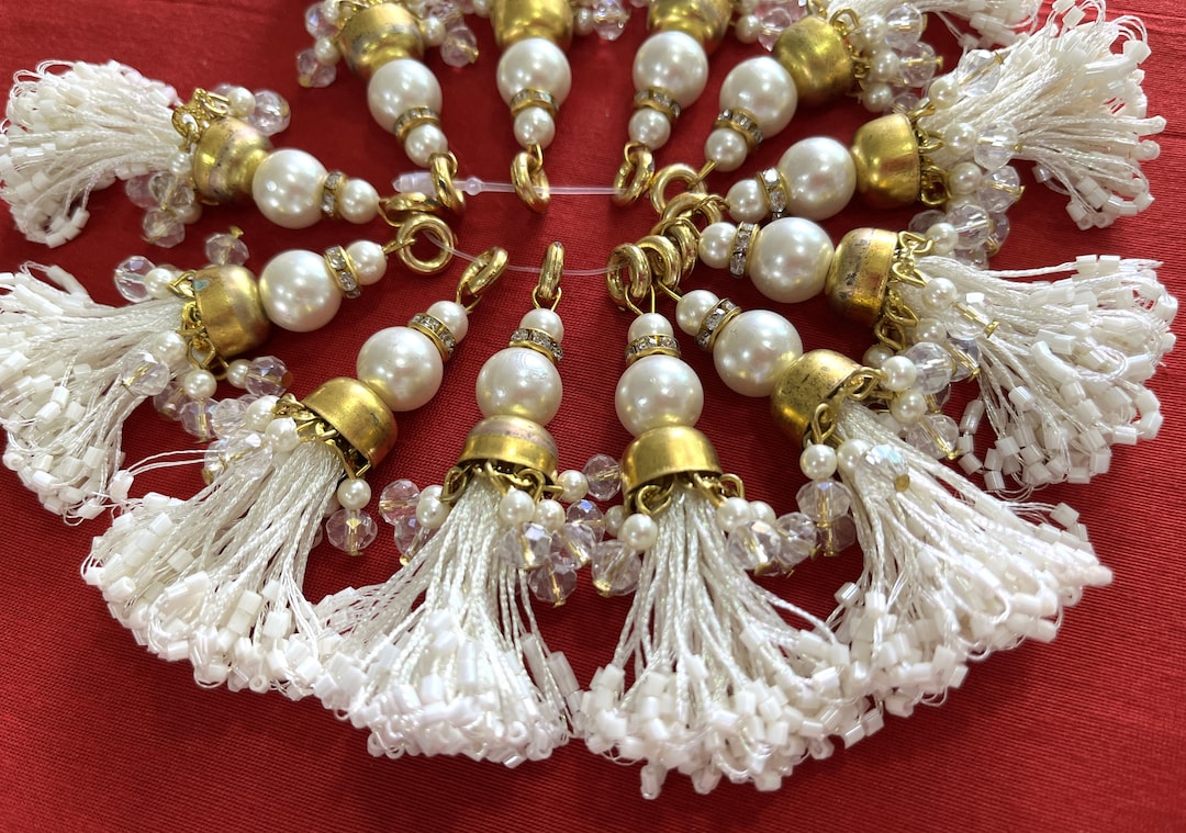Tassels, Beaded Tassels, Ivory Glass Bead Cluster Tassels, Bridal ...