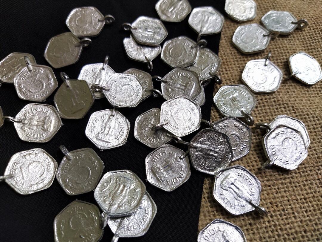 18 Mm Hexagonal Metal Coin Charms, Jewelry Supplies, Indian 3 Paise ...