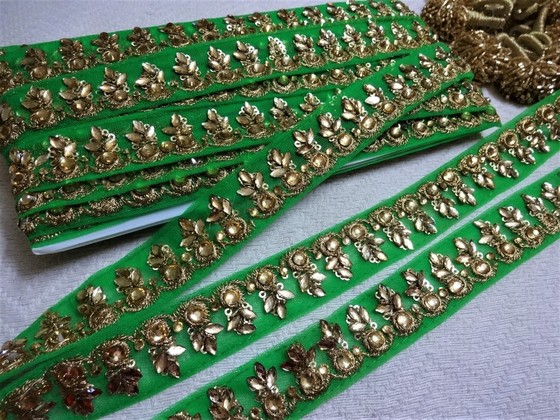 Indian Trim Embroidered Zari Lace Decorative Sewing Trim Sari Border ...