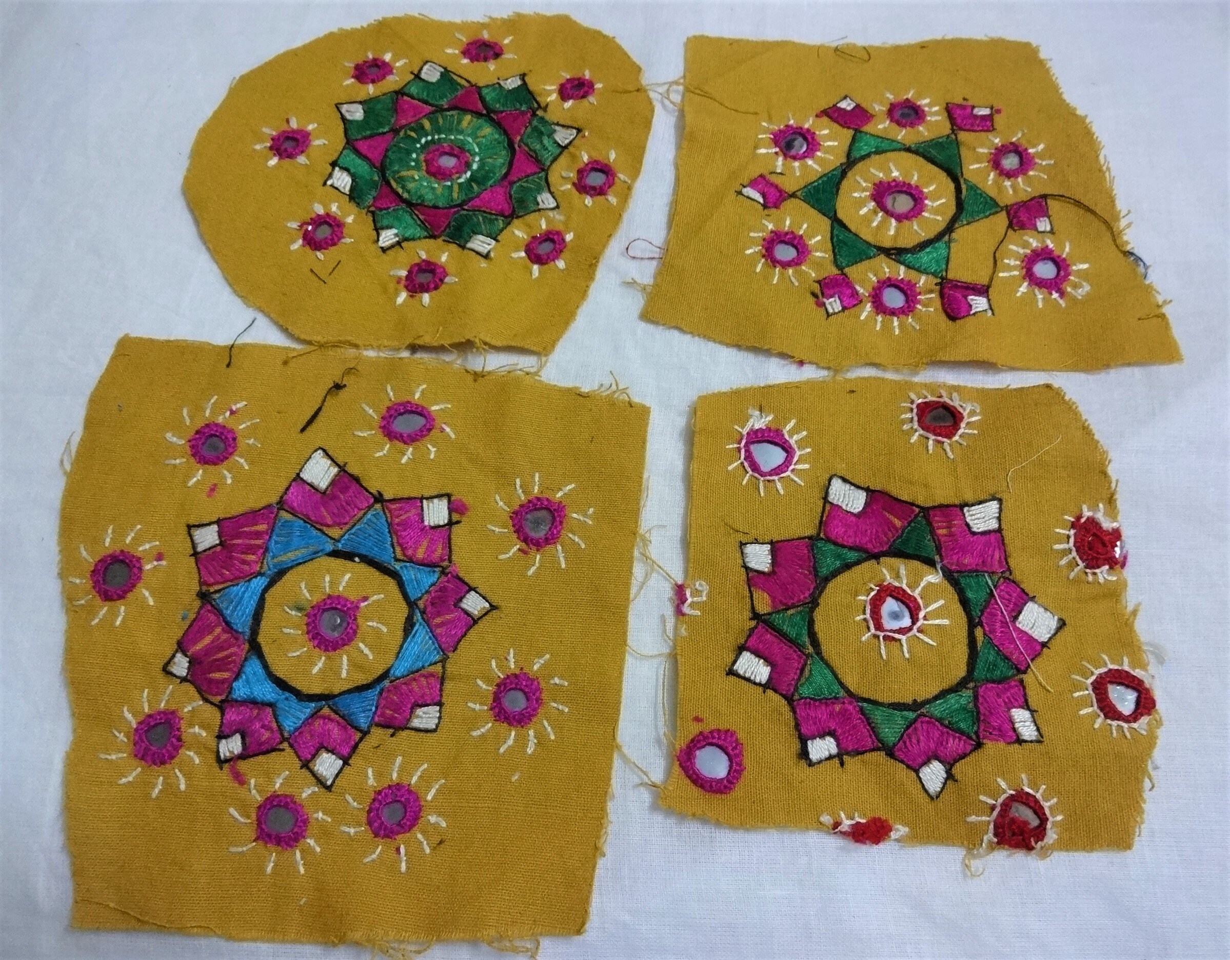 Kutch Embroidered Square / Round Ethnic Sew On Patches Fabric | Etsy